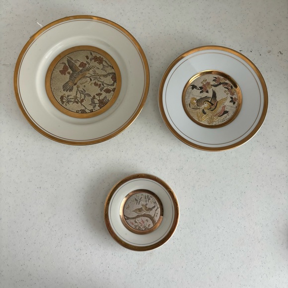 chokin | Accents | Vintage Chokin Porcelain Ware Gold Edged Plates Set ...